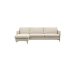 FLEXLUX Ecksofa &raquo;Fiore, L-Form, bequem und komfortabel durch hochwertigem Sitzaufbau&laquo; schmale Armlehnen, Kaltschaum, F&uuml;&szlig;e Alu wei&szlig; 100% Echteder B/H/T