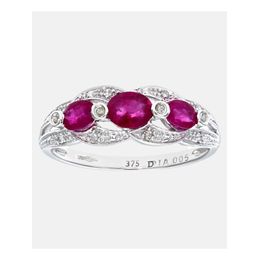 Diamant L'&eacute;ternel Ring aus 375 Wei&szlig;gold mit Diamant mit Rubin | Gr.: 55