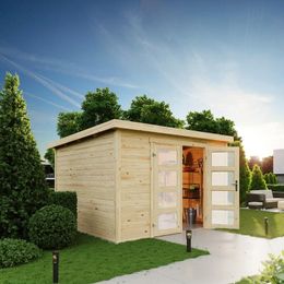 Lasita Maja Gartenhaus &raquo;Zambezi 6&laquo; Blockbohlenhaus 28mm beige Massivholz ohne Fu&szlig;boden, ohne Dacheindeckung