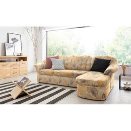DOMO collection Ecksofa &raquo;Pegnitz, elegante R&uuml;ckensteppung, kompakte Stellma&szlig;e 238/141cm, L-Form&laquo; wahlweise mit Bettfunktion beige 100% Polyester B/H/T