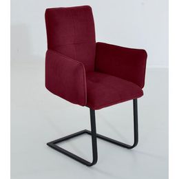 K+w Komfort & Wohnen K+W Komfort & Wohnen Freischwinger &raquo;6502&laquo; () Freischwinger mit Armlehnen, Flachstahlkufe in schwarz rot B/H/T: 61cm x 90cm x 62cm, Aqua Clean