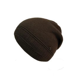 Capelli New York Damen Beanie Metall-Logo, gerafft, Feinstrick braun Einheitsgr&ouml;&szlig;e