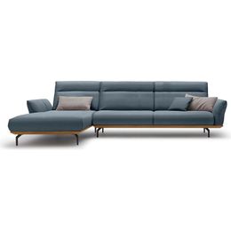 Creation BY ROLF BENZ Ecksofa &raquo;CR.460 Designsofa mit erstklassigem Sitzkomfort&laquo; Sockel in Nussbaum, Winkelf&uuml;&szlig;e in Umbragrau, Breite 338 cm blau 