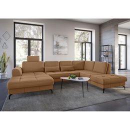 Sit & More sit&more Wohnlandschaft &raquo;Bendigo U-Form&laquo; inklusive Sitztiefenverstellung, Bodenfreiheit 12 cm, in 2 Fu&szlig;farben braun B/H/T: 332cm x 84cm x 226cm, 