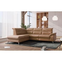 Sit & More sit&more Ecksofa &raquo;Astoria L-Form&laquo; wahlweise mit motorischer Relaxfunktion braun 100% Polyester B/H/T: 256cm x 91cm x 225cm, Luxus-Microfaser ALTARA 