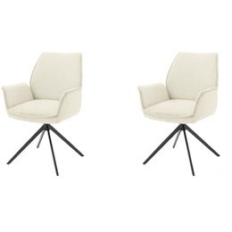 Musterring Esszimmerstuhl &raquo;Tiama&laquo; (Set) 2 Stk.Stativgestell aus Eisen schwarz, 180&deg; drehbar, Stoff Cord oder Boucl&eacute; wei&szlig; Eisen B/H/T: 63cm x 91cm x 65cm, 2 Stk.,