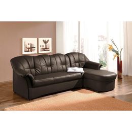 DOMO collection Ecksofa &raquo;Papenburg, zeitlose R&uuml;ckensteppung, elegante Formensprache, L-Form&laquo; in gro&szlig;er Farbvielfalt, wahlweise mit Bettfunktion braun 