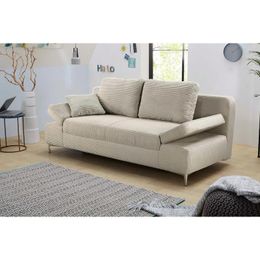 Jockenh&ouml;fer Schlafsofa &raquo;Jano, B: 202 cm, Liegefl. 144x200 cm&laquo; mit Schlaffunktion, Bettkasten, Armteilverstellung & 1 Zierkissen grau B/H/T: 202cm x 103cm, Cord, 
