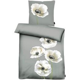 Apelt Bettw&auml;sche &raquo;Poppy&laquo; 2 Stk. Bio-Baumwolle, Pflegeleicht grau Mako-Satin, Obermaterial: 100% Baumwolle B/L: 135cm x 200cm, 1 Stk., 1 Stk., Mako-