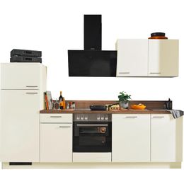 KOCHSTATION K&uuml;che &raquo;KS-Scafa, mit Soft-Close, mit h&ouml;henverstennbaren F&uuml;&szlig;en&laquo; vormontiert, wahlweise mit E-Ger&auml;ten, Stellbreite 280 cm beige B/H/T: 280cm