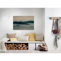 A.S. Cr&eacute;ation Leinwandbild &raquo;horizon&laquo; Kunst Landschaft 1 Stk. tlg. Keilrahmen Landschaft Berge Gebirge Nebel Leinwand-Bild Wohnzimmer blau Massivholz, Stahl B/H/T: 