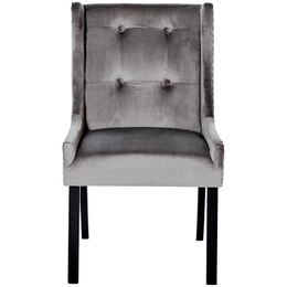 Jahnke Esszimmerstuhl &raquo;SAVIK NORFOLK&laquo; () 1 Stk.Nieten-Optik mit edler Absteppung, Griff an R&uuml;ckenlehne grau Polyester B/H/T: 57cm x 99cm x 64cm, 1 Stk., 