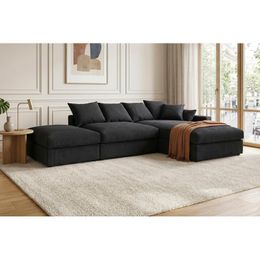 OTTO home Ecksofa &raquo;Cosy Lounge L-Form, Breite 333 cm&laquo; Mega-Sofa mit Cordstoff bezogen, mit Federkern & 4 Zierkissen schwarz 100% Polyester B/H/T: 