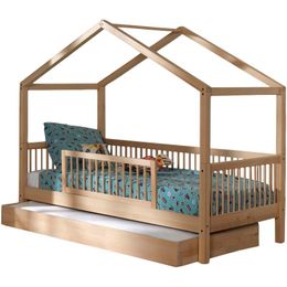 Vipack Hausbett &raquo;Forrest mit hochwertiger und stabiler Verarbeitung, Made in Europe&laquo; Buche massiv natur, 90/200 cm, inkl. Rausfallschutz und Bettschublade, 