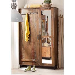OTTO home Garderobenschrank &raquo;Santos&laquo; mit besonderen T&uuml;rfronten und Spiegel, viel Stauraum, H&ouml;he 180 cm bunt Massivholz B/H/T: 110cm x 180cm x 52cm, 