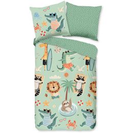 Good Morning Kinderbettw&auml;sche &raquo;Soleil&laquo; 2 Baumwolle, Renforc&eacute;, 135x200, Wendeoptik, Kind, Junge, Tiere bunt Renforc&eacute;, Obermaterial: 100% Baumwolle B/L: