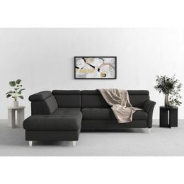Sit & More sit&more Ecksofa &raquo;Marano L-Form&laquo; inklusive Kopfteilverstellung, optional Schlaffunktion & Bettkasten grau 100% Polyester B/H/T: 252cm x 216cm, Luxus-