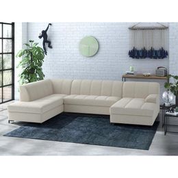 Home Affaire Wohnlandschaft &raquo;Balme, moderne Formensprache, zeitloses Design, U-Form&laquo; Inkl. Zierkissen, wahlweise mit Bettfunktion beige 95% Polyester,
