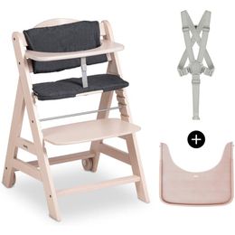 hauck Hochstuhl &raquo;Beta+&laquo; () mit Holzr&auml;dern wei&szlig; Kunststoff, Massivholz, Polyester, Stahl B/H/T: 48cm x 79cm x 58cm