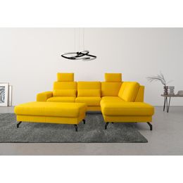 Sit & More sit&more Ecksofa &raquo;Cinturo L-Form&laquo; inklusive Sitztiefenverstellung und Federkern, Sitzh&ouml;he 45 cm gelb B/H/T: 260cm x 88cm x 226cm, Soft clean, Ottomane