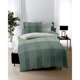 Kaeppel Bettw&auml;sche &raquo;Zones&laquo; 2 Stk. gr&uuml;n Feinbiber, Obermaterial: 100% Baumwolle B/L: 155cm x 220cm, Feinbiber, B/L: 80cm x 80cm, 2 Stk.