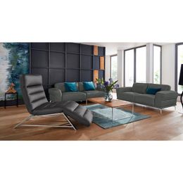 W.Schillig 2,5-Sitzer &raquo;montanaa&laquo; mit Metallf&uuml;&szlig;en in Silber matt, Breite 232 cm grau B/H/T: 232cm x 78cm x 94cm, Longlife Xtra-Leder Z69