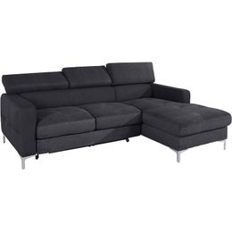 COTTA Ecksofa &raquo;Sammy L-Form&laquo; mit Kopfteilverstellung, wahlweise mit Schlaffunktion & Bettkasten schwarz Struktur (100% Polyester );Chenille (90% 