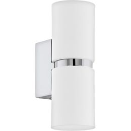 Eglo Wandleuchte &raquo;PASSA&laquo; GU10 1 Stk. Warmwei&szlig; Wand-/Deckenleuchte, L6 x H17 x AL8,5cm, chrom, wei&szlig;, 2X2,8W inkl. wei&szlig; 2, &Oslash; 6cm H: 17cm, 1 Stk.