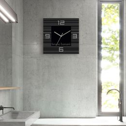 Bruno Banani Wanduhr &raquo;Thin Stripes auf Alu&laquo; wahlweise mit Quarz- oder Funkuhrwerk, lautlos ohne Tickger&auml;usche schwarz B/H/T: 30cm x 30cm x 0,3cm, Funkuhr