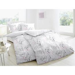 Primera Bettw&auml;sche &raquo;Dafne&laquo; 2 Stk. mit filigranen Blumen rosa Mako-Satin, Obermaterial: 100% Baumwolle B/L: 155cm x 220cm, 1 Stk., 1 Stk., Mako-Satin, B/L: 