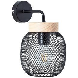 Brilliant Wandleuchte &raquo;Giada&laquo; E27 1 Stk. Wandlampe, H&ouml;he 26,5 cm, 1x E27, Metall/Holz schwarz 1, H: 26,5cm, 1 Stk.
