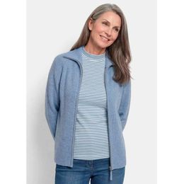 GOLDNER Melange-Cardigan mit Rei&szlig;verschluss in blau / melange | Gr.: 38