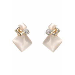 Firetti Damen Paar Ohrclips &raquo;elegant&laquo; mit Cat ́s Eye und Strasssteinen gold Materialmix