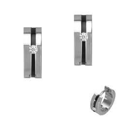 Firetti Damen Paar Creolen &raquo;Schmuck Geschenk Edelstahl Ohrschmuck Ohrringe mit Emaille&laquo; Made in Germany - mit Zirkonia (synth.) silber 13,5mm, 