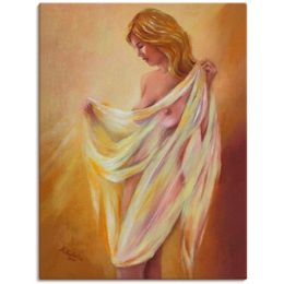 Artland Wandbild &raquo;Akt mit Tuch&laquo; Frau 1 Stk. tlg. als Leinwandbild, Poster in verschied. Gr&ouml;&szlig;en braun Leinwand B/H/T: 60cm x 80cm, Leinwandbild Frau Hochformat