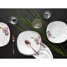Creatable Kombiservice &raquo;Square Orchidee, Kombi-Service 62-tlg&laquo; Fotorealistische Darstellung wei&szlig; Porzellan 62 Stk.