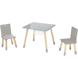 Roba Kindersitzgruppe &raquo;Sitzgruppe mit Aufbewahrungsnetz, grau&laquo; aus Holz grau Massivholz, Polyester Einheitsgr&ouml;&szlig;e
