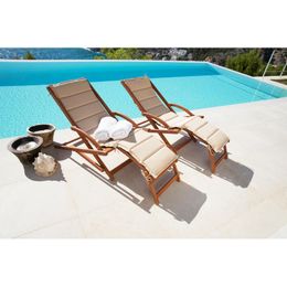 Merxx Gartenliege &raquo;Copa Cabana&laquo; Eukalyptus, braun, inkl. Auflage braun Obermaterial: 100% Polyester. F&uuml;llung: 100% Polyurethan Einheitsgr&ouml;&szlig;e