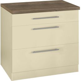 Wiho-K&uuml;chen wiho K&uuml;chen Unterschrank &raquo;Unna&laquo; 90 cm breit, mit 2 gro&szlig;en Ausz&uuml;gen beige B/H/T: 90cm x 85cm x 60cm, Schubladen: 1 Stk.