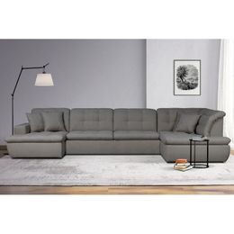 Home Affaire Wohnlandschaft &raquo;BRISBANE NEU U-Form&laquo; mit feiner Steppung, Matten-Optik, incl. Zierkissen grau 88% Polyester, 9% Rayon, 3% Nylon B/H/T: 