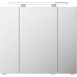 Badezimmerspiegelschrank &raquo;Serie 4010 Badezimmer-Spiegelschrank inkl. LED-Aufsatzleuchte&laquo; Badschrank 80 cm breit, 3 T&uuml;ren, 6 Glas-Einlegeb&ouml;den, inkl 