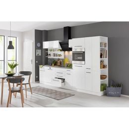 KOCHSTATION K&uuml;chenzeile &raquo;KS-Tulsa&laquo; ohne E-Ger&auml;te, Breite 300 cm, schwarze Metallgriffe, MDF Fronten wei&szlig; B/H/T: 300cm x 60cm