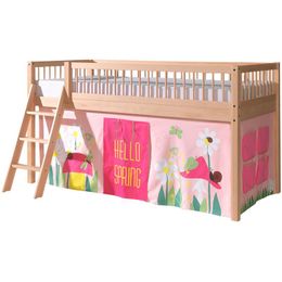 Vipack Spielbett &raquo;Forrest, Absturzschutz mit Sprossen-Optik, Pfostenst&auml;rken ca. 50x50mm&laquo; Buche natur lackiert, stabil und hochwertig gebaut, inkl. Lattenrost