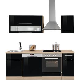 KOCHSTATION K&uuml;chenzeile &raquo;KS-Eton&laquo; ohne E-Ger&auml;te, Breite 210 cm schwarz B/H/T: 210cm x 60cm