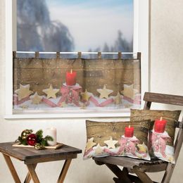Weckbrodt-Gardinen Dekokissen &raquo;Holzsterne&laquo; Velour, Weihnachten, Kissenh&uuml;lle ohne F&uuml;llung, 1 St&uuml;ck braun Polyester B/L: 40cm x 40cm, 1 Stk.