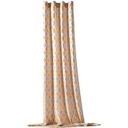 Weckbrodt-Gardinen Vorhang &raquo;Raute&laquo; &Ouml;sen 1 Stk. tlg. Jacquard, strukturiert, blickdicht, Muster Raute, Gardine, Store gelb Jacquard, Polyester 245cm, &Ouml;sen, 140cm
