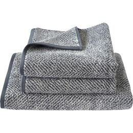 Dyckhoff Handtuch Set &raquo;Golden Shades Herringbone&laquo; Set 3 Stk. Walkfrottier mit Fischgr&auml;t-Muster; 2 Handt&uuml;cher (50x100cm), 1 Duschtuch (70x140cm) grau 