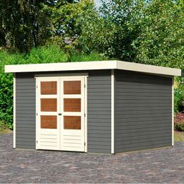 Karibu Gartenhaus &raquo;Arnis 6&laquo; naturbelassen oder terragrau grau Holzwerkstoff ohne Fu&szlig;boden, ohne Dacheindeckung