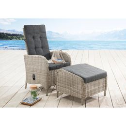 Destiny Gartensessel &raquo;PALMA CASA&laquo; Set, Aluminium, Polyrattan, inkl. Fu&szlig;hocker und Auflagen wei&szlig; Obermaterial: 100% Polyester. F&uuml;llung: 100% Polyurethan 