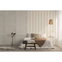 marburg Vliestapete &raquo;Striking Stripes&laquo; Streifen moderne Tapete f&uuml;r Wohnzimmer Schlafzimmer K&uuml;che beige Vlies B/L: 0,53m x 10,05m, Rollen: 1